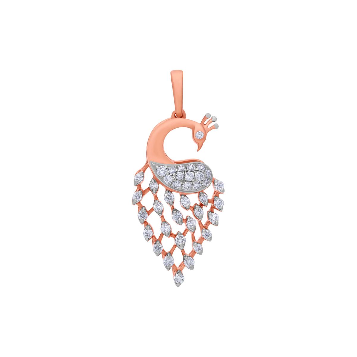 Exquisite Peacock 18KT Rose Gold Diamond Pendant