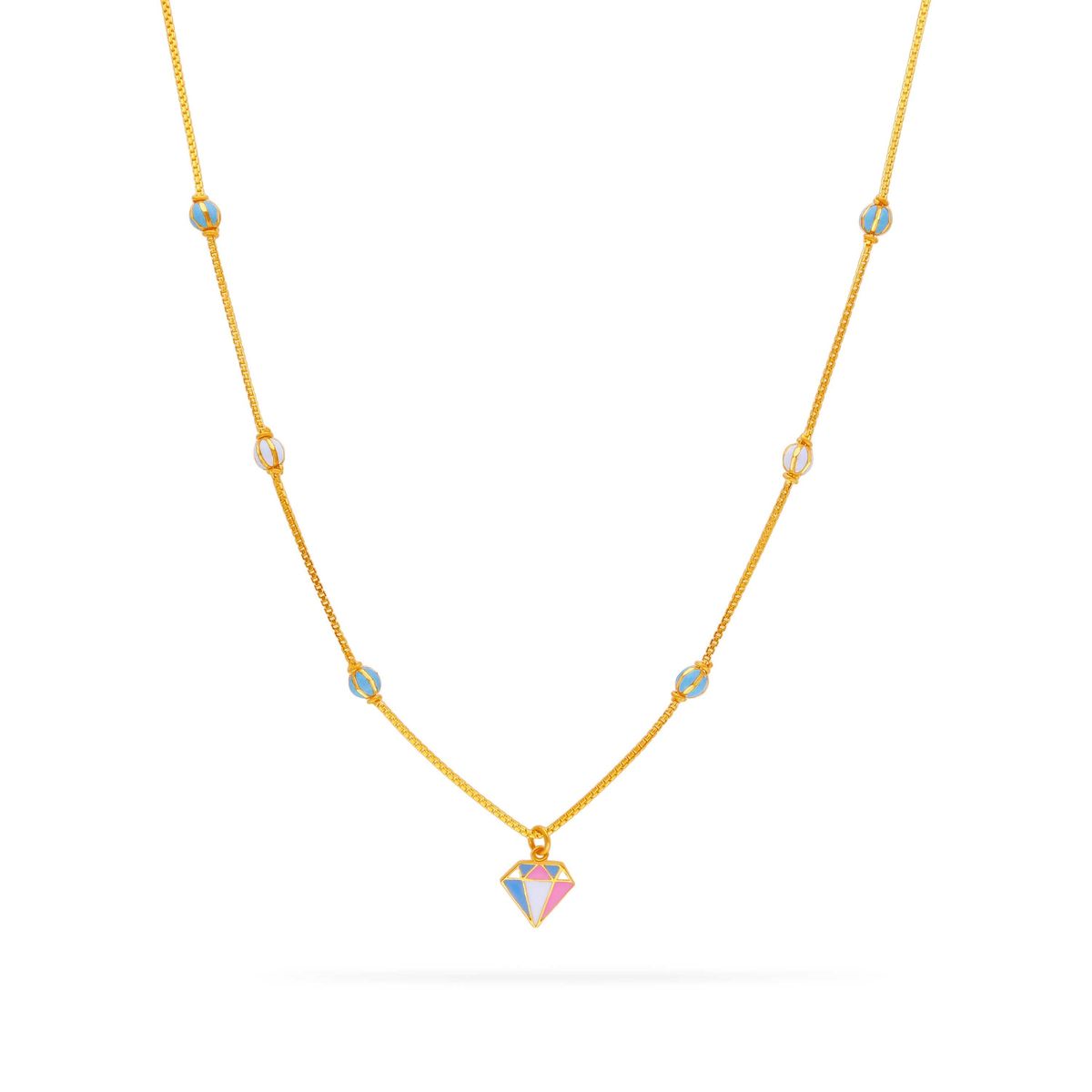 Fancy Diamond Pattern 22KT Gold Party Wear Necklace