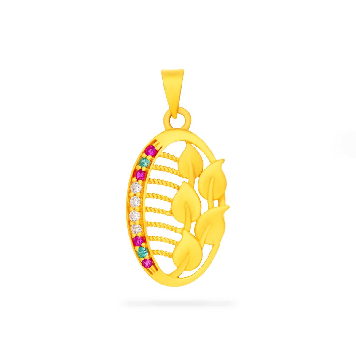 Contemporary Studded Leaf Pattern 22KT Gold Locket