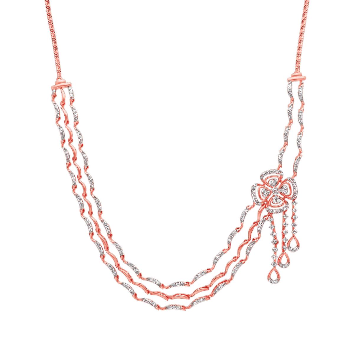 One Of Its Kind Contemporary Pattern 18KT Diamond Necklace