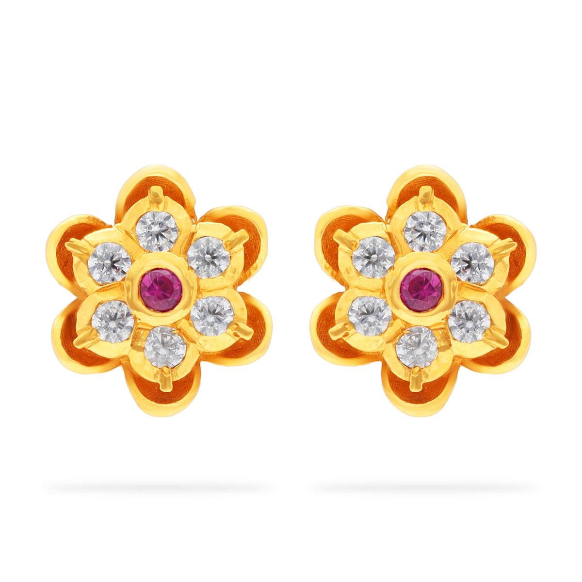 Gorgeously Detailed And Studded 22KT Gold Handmade Studs