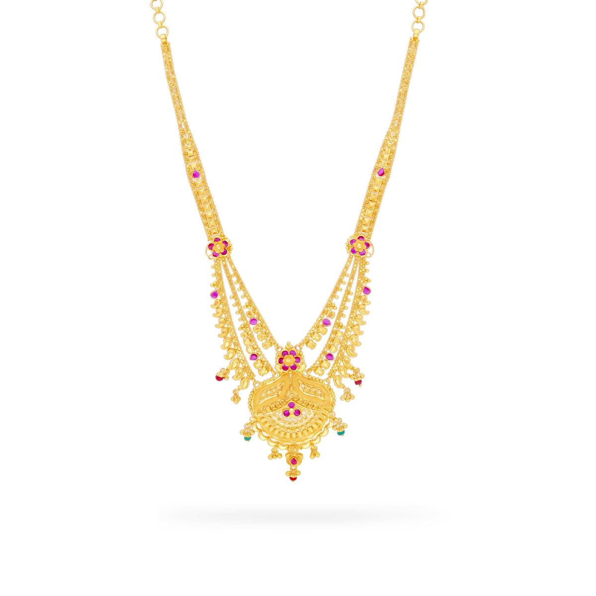 Charmingly Detailed 22KT Gold Bombay Pattern Necklace