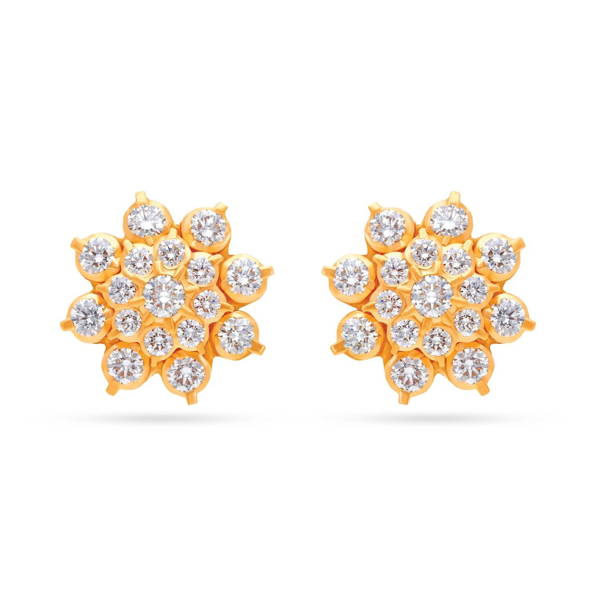 Traditional Diamond Studs Set in 22KT Gold