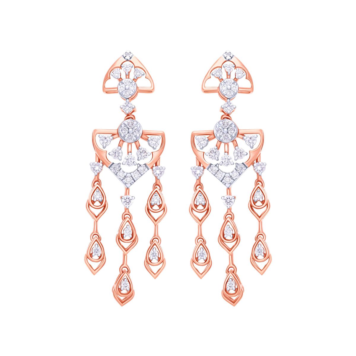 Lustrous Cascade Diamond Hangings Set in 18KT Gold