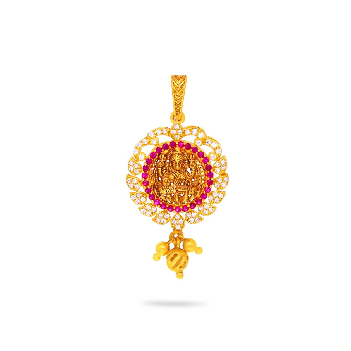 Antique Finish Bejeweled 22KT Gold Goddess Lakshmi Devi Locket