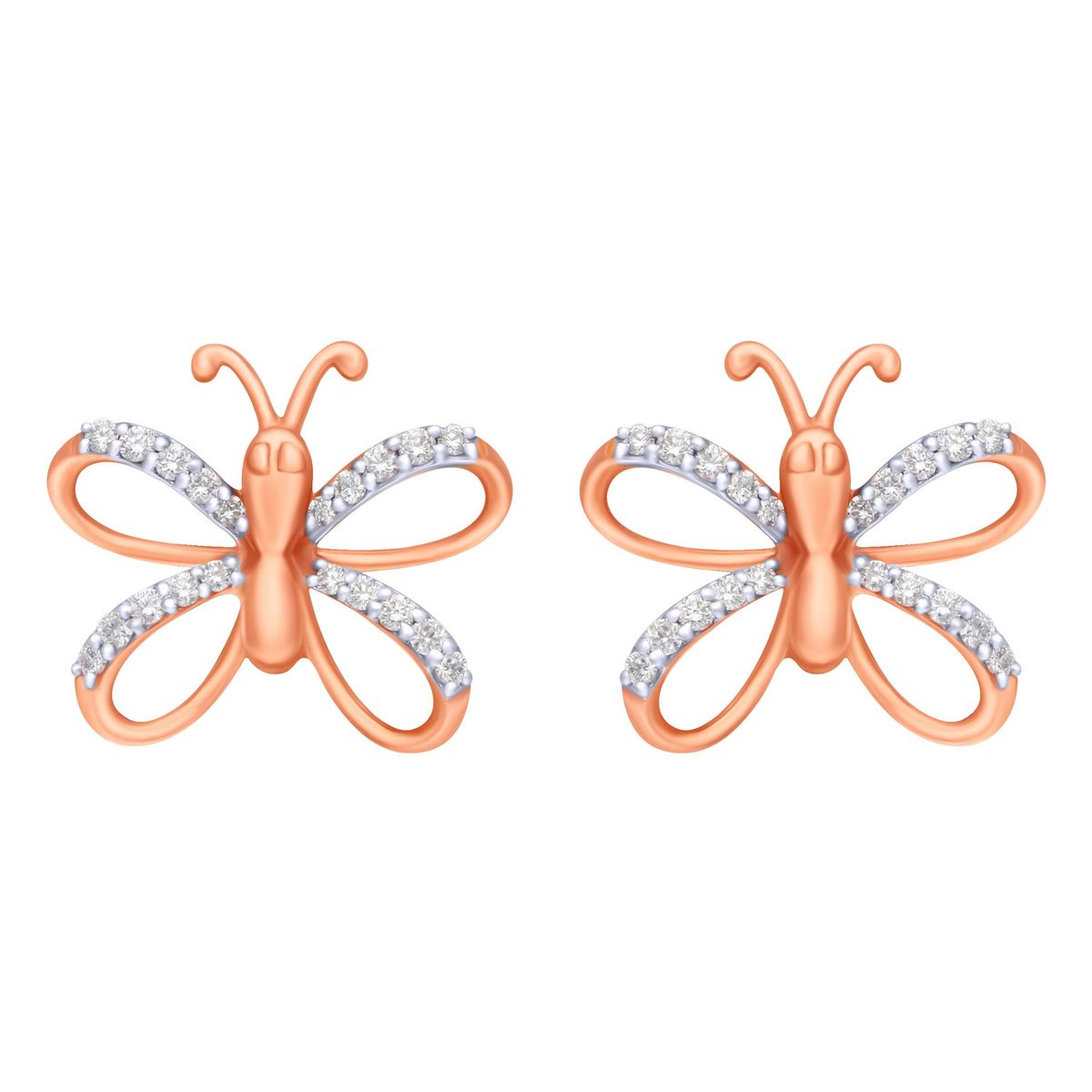 Fancy Studded Butterfly 18KT Diamond Studs
