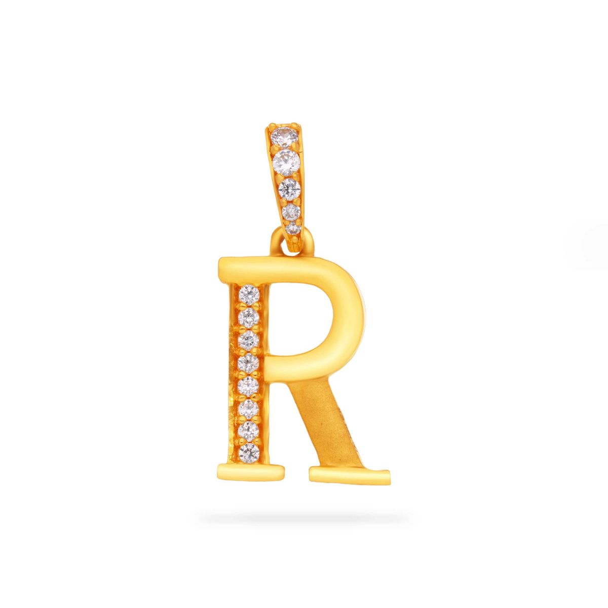 Classic Studded Alphabet R 22KT Gold Matte Finished Locket