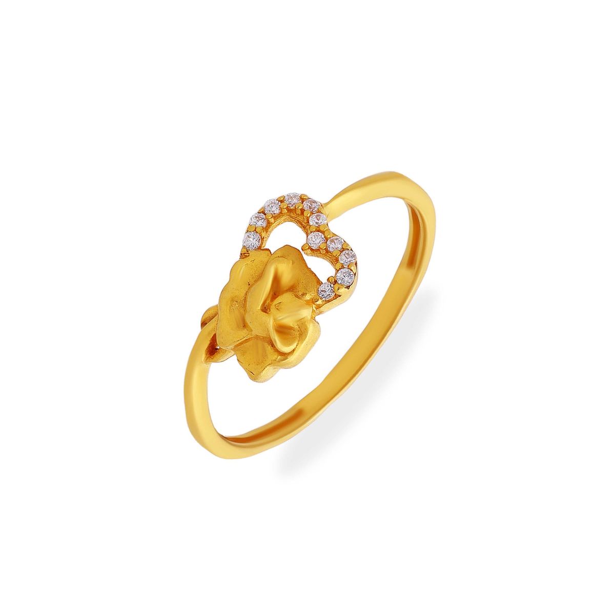 One Of Its Kind Floral Pattern 22KT Gold Studded Ring For Women