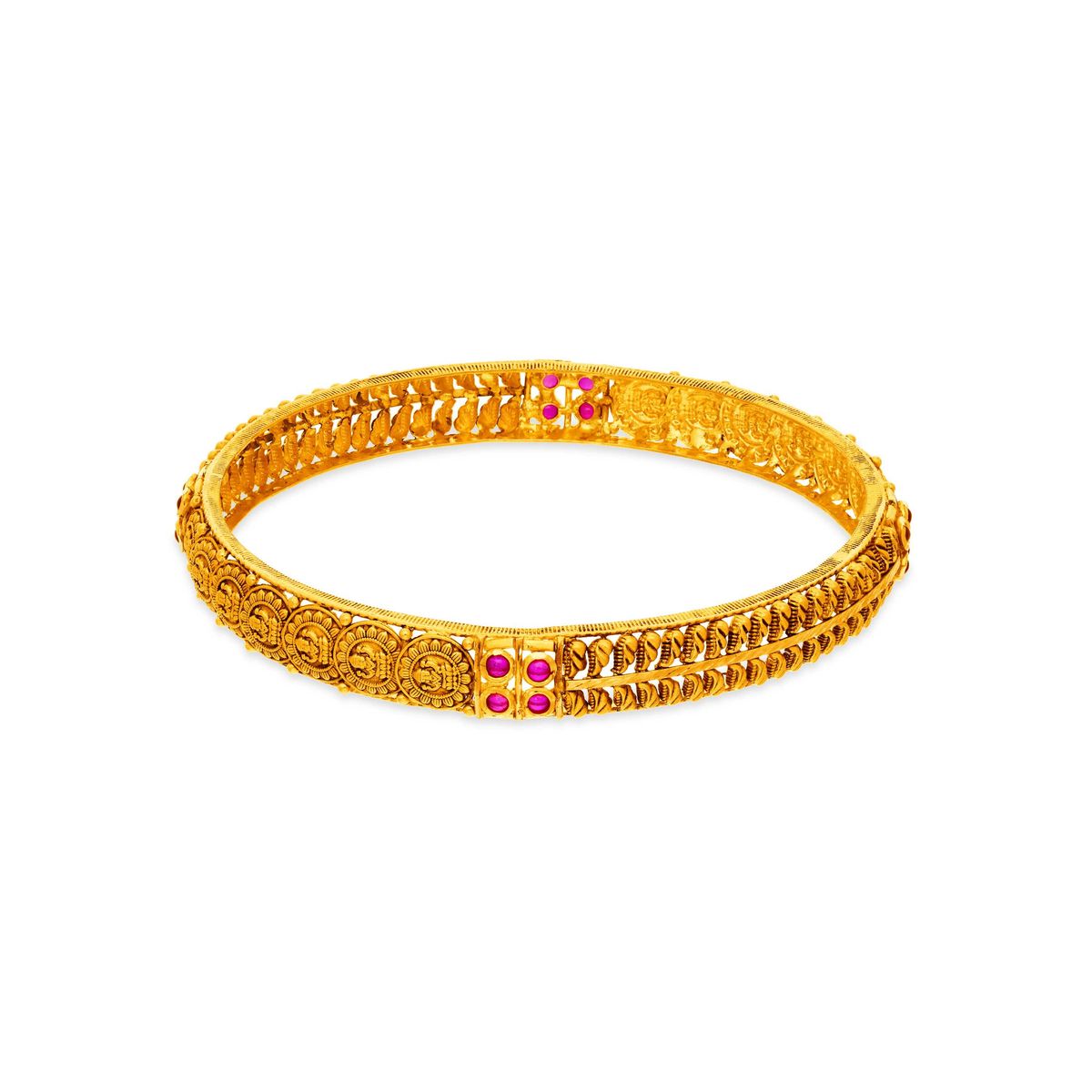 Antique Finished Studded 22KT Gold Handmade Bangle