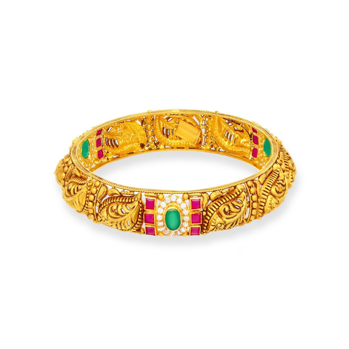 Specially Crafted And Studded 22KT Gold Party Wear Bangle